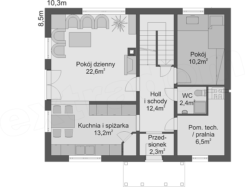 Projekt Domek Prosty (010 ZD) 111,3 m2 - koszt budowy - EXTRADOM