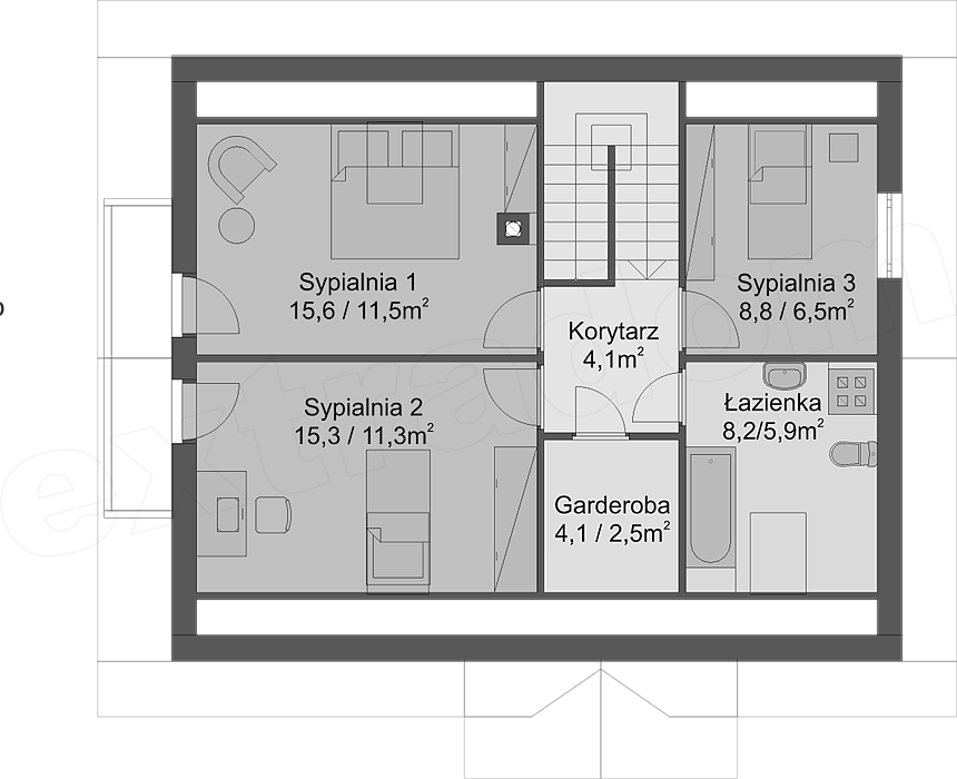 Projekt Domek Prosty (010 ZD) 111,3 m2 - koszt budowy - EXTRADOM
