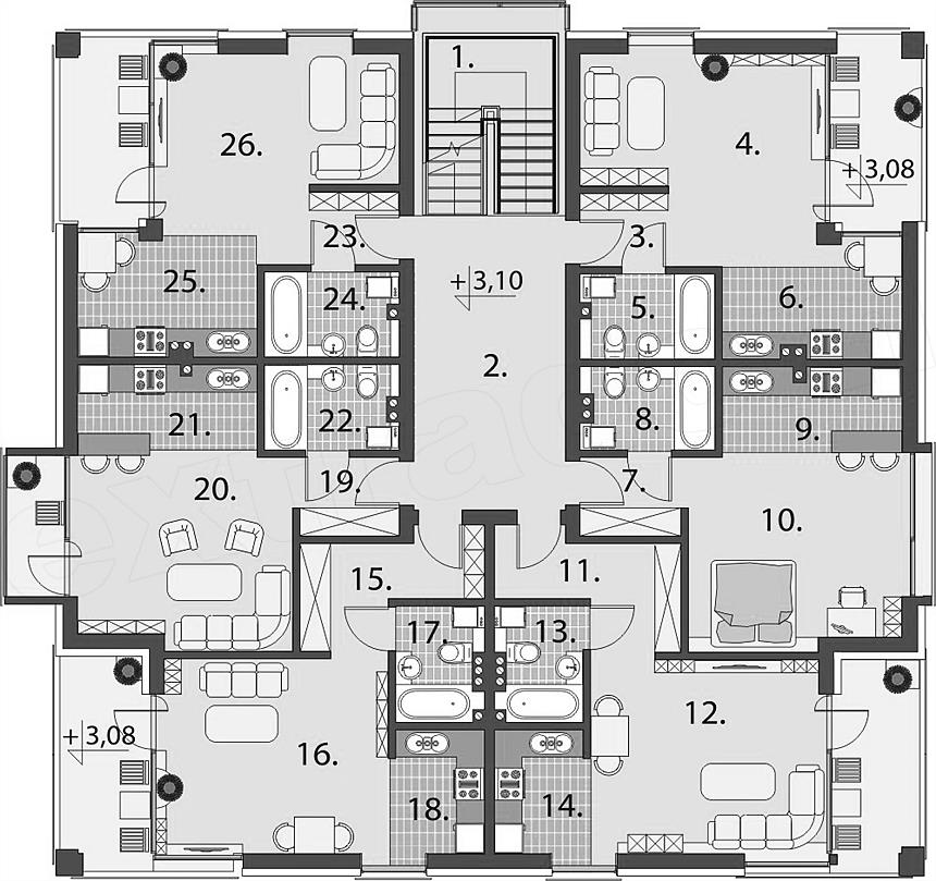 Projekt budynku wielorodzinnego Budynek wielorodzinny DM-6549 985,99 m2 ...