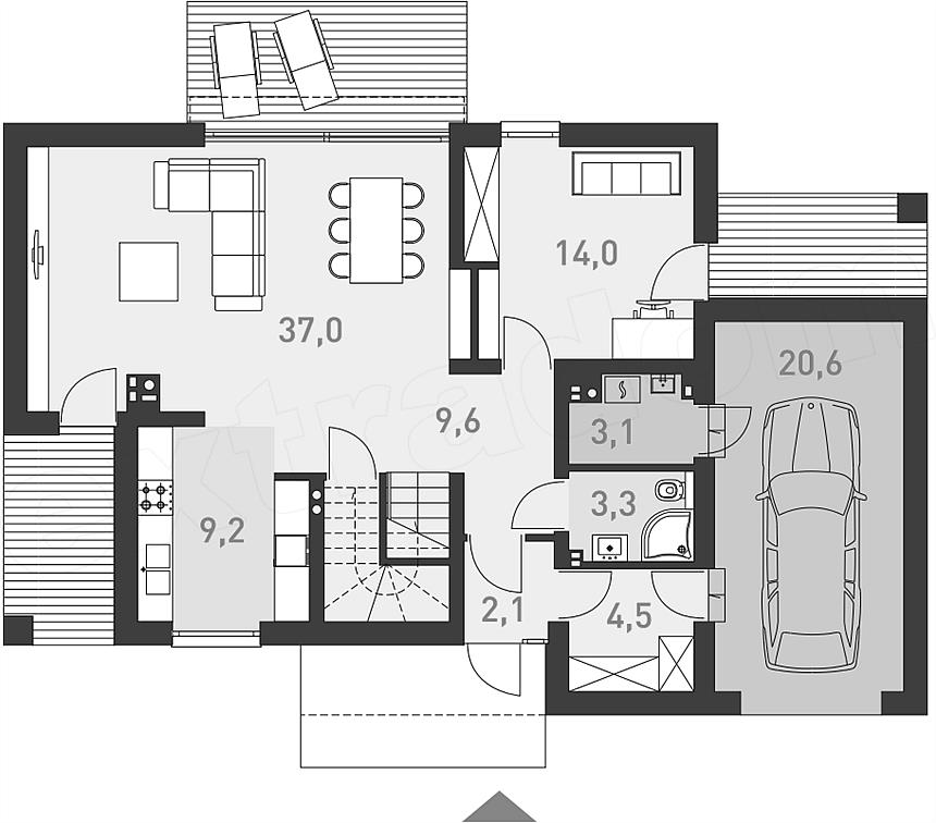 Projekt domu Prosty 2 145,4 m2 - koszt budowy - EXTRADOM