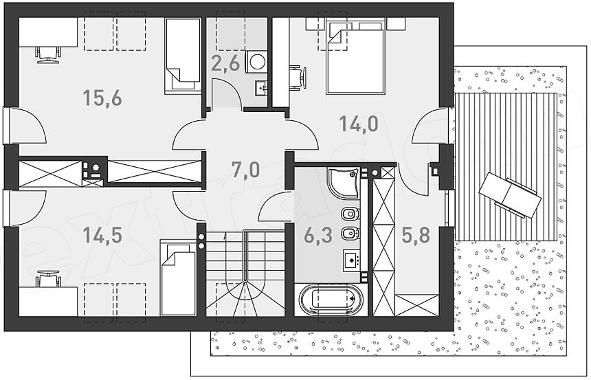 Projekt domu Prosty 2 145,4 m2 - koszt budowy - EXTRADOM