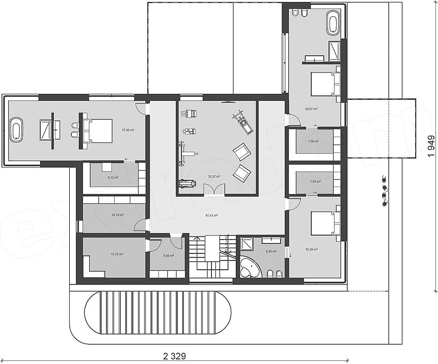 Projekt domu uA39 489,7 m2 - koszt budowy - EXTRADOM