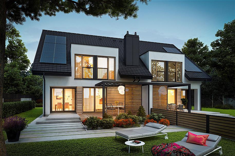 Projekt domu Konrad G1 (bliźniak) energo 125,85 m2 - koszt budowy ...