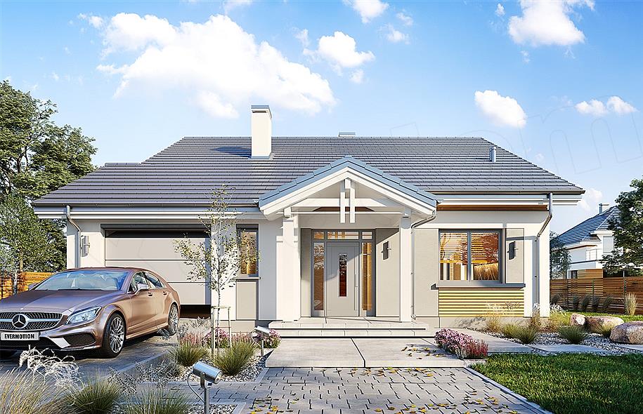 Projekt domu Parterowy wąski 2 120,59 m2 - koszt budowy 225 tys. zł ...